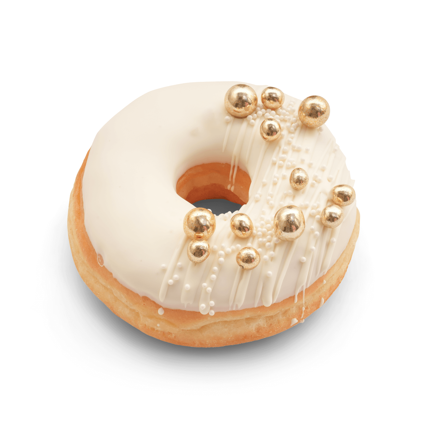 Bestill white & gold doughnut - Cakes by Hancock